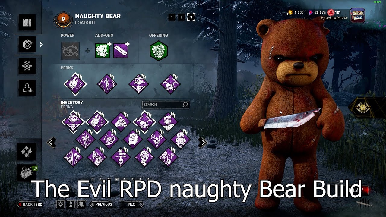 The Evil Naughty Bear Build For the RPD map in Dead By Day Light - YouTube