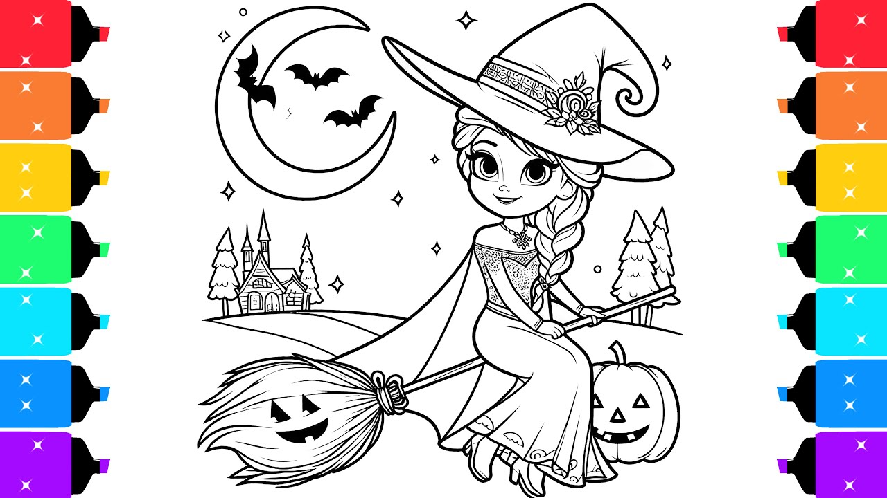 Coloring Frozen Elsa Halloween Costume | Disney Princess Coloring Pages ...