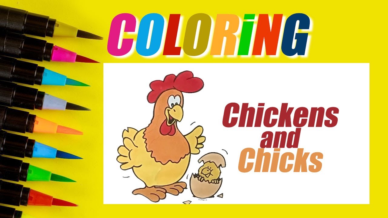 Coloring For Kids Coloring Chickens and Chiks - YouTube