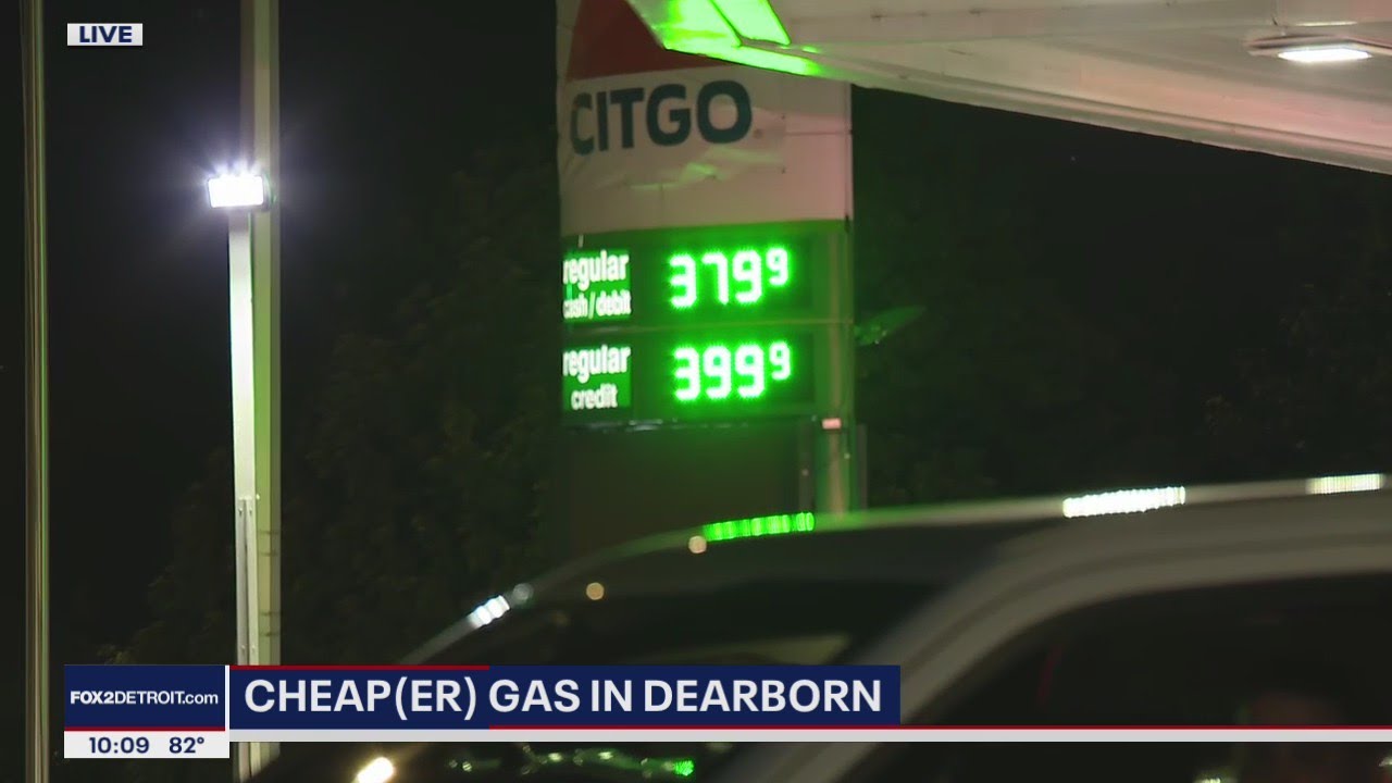Gas prices dip below $4 at Dearborn stations - YouTube