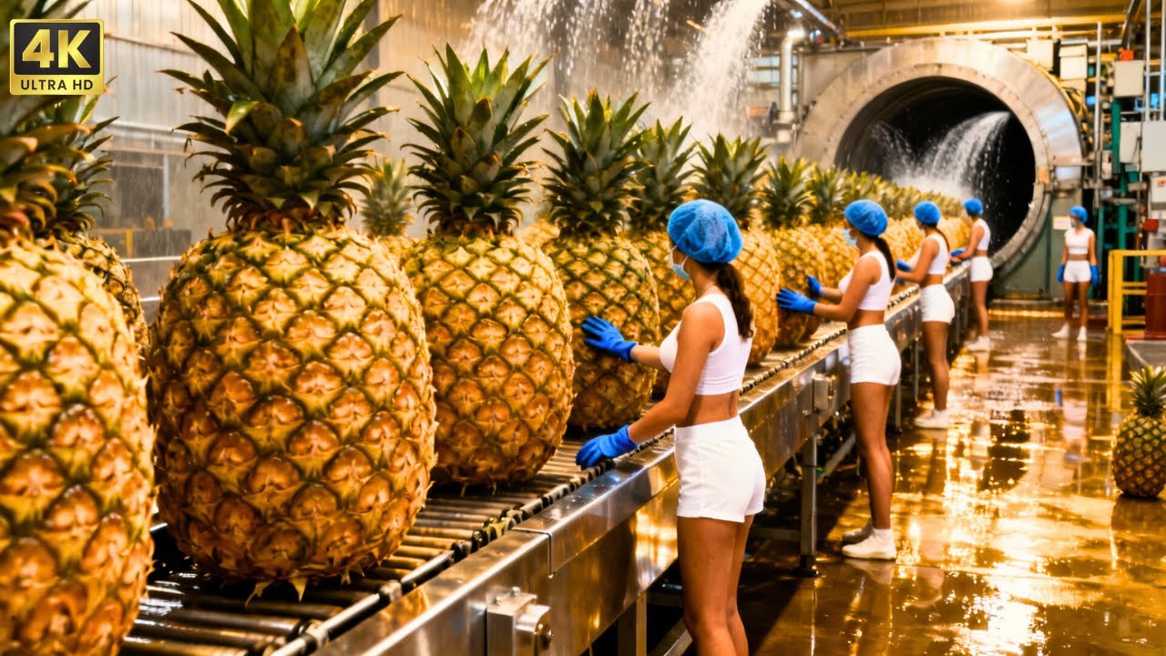 👉 Inside a Del Monte Pineapple Factory: Processing 50,000 Pineapples a ...