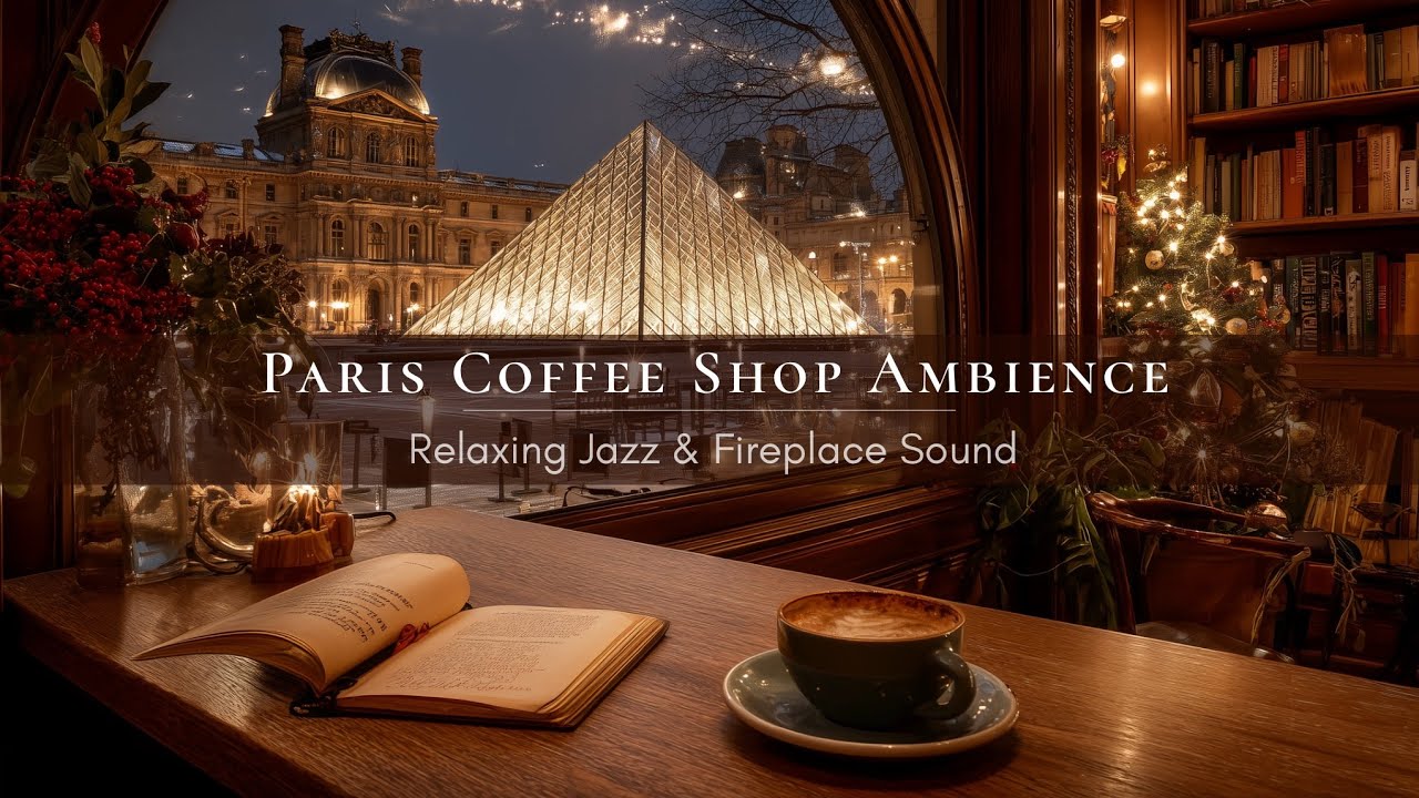 Cozy Cafe Ambience in Paris ️ Relaxing Winter Night with Calm Jazz ...