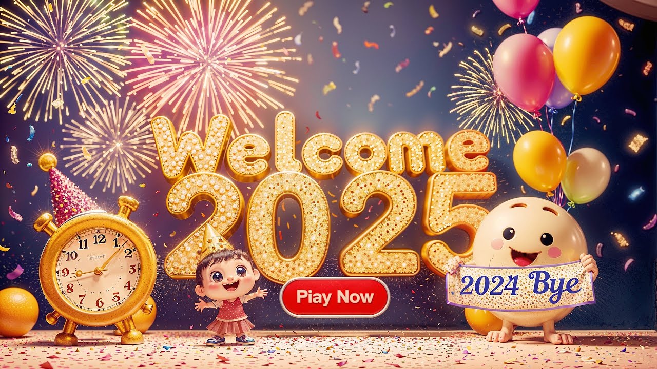 "Welcome 2025! 🎉 Fun New Year Song for Kids | Say Goodbye 2024! 🕰️ ...