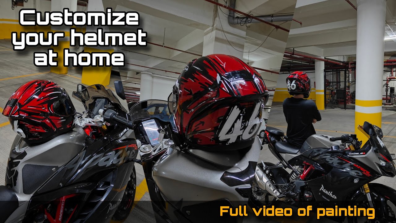 Custom Helmet painting at home | How to spray paint a helmet | GJ 05 ...