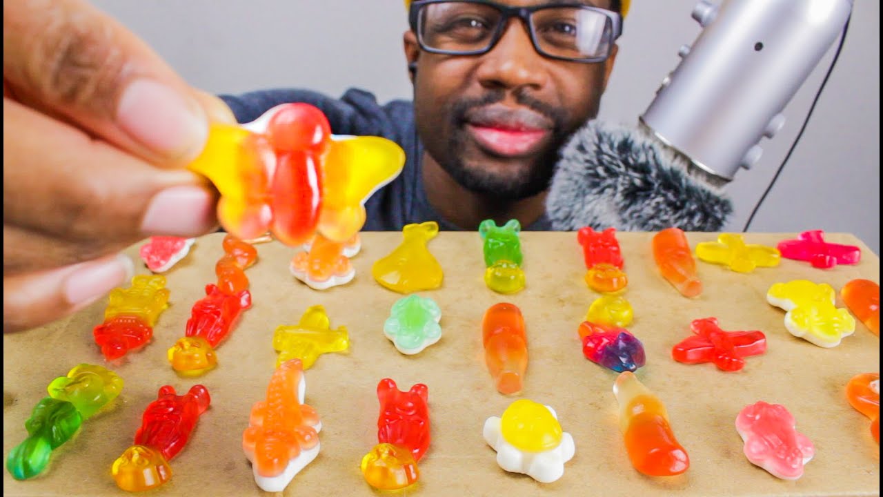 ASMR EATING HARIBO FANTASTIC MIX GUMMY CANDY PART 2 ( Squishy sounds ...