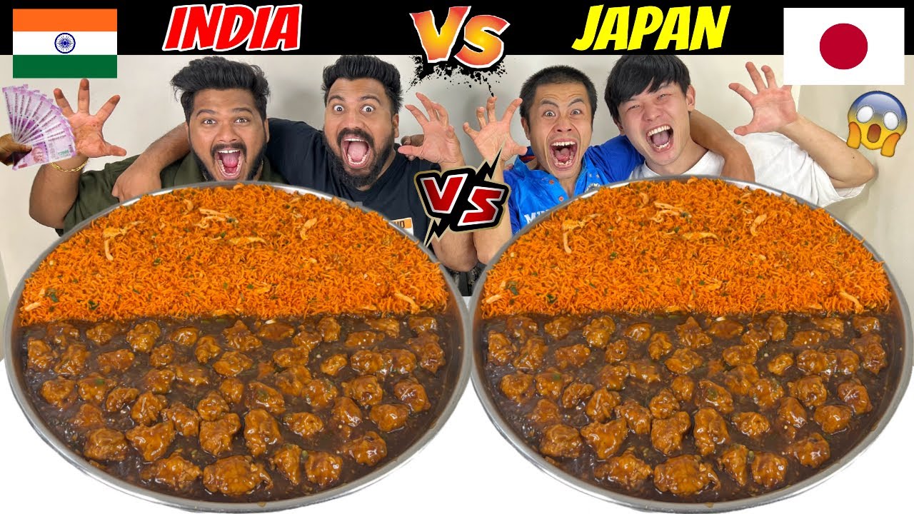 INDIA vs JAPAN FOOD CHALLENGE😱 CHICKEN MANCHURIAN RICE EATING ...