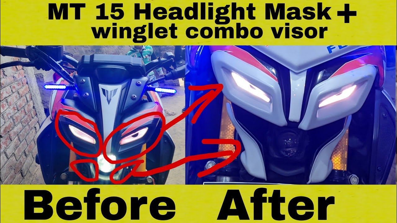 mt 15 headlight mask + winglet combo visor installation | mt 15 winglet ...