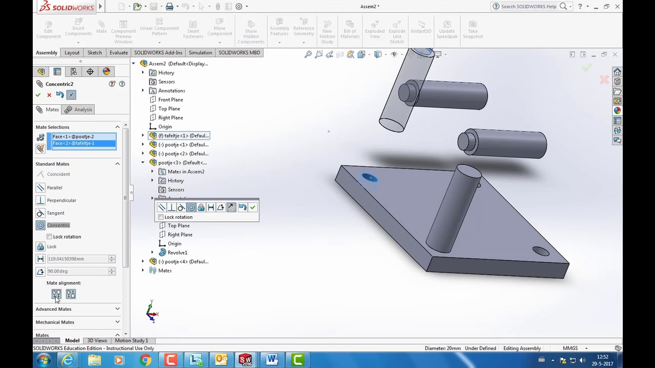 SolidWorks Les 4 Assembly - YouTube
