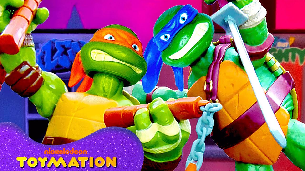 TMNT Toys Fight Night Pizza Party! ⚔️ w/ Knock Outs, SLIME Battles ...