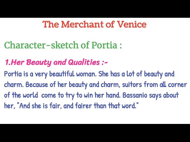 The Merchant Of Venice Character Analysis Note