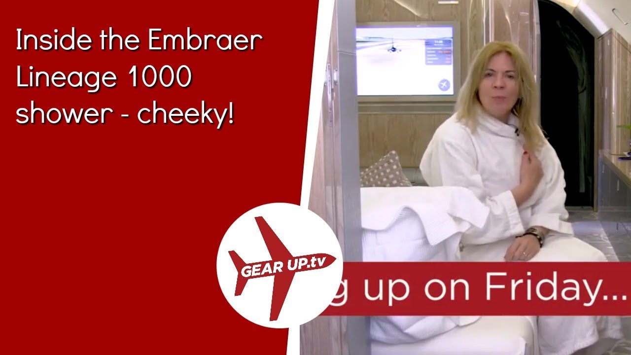 Inside the Embraer Lineage 1000 shower - cheeky! - YouTube