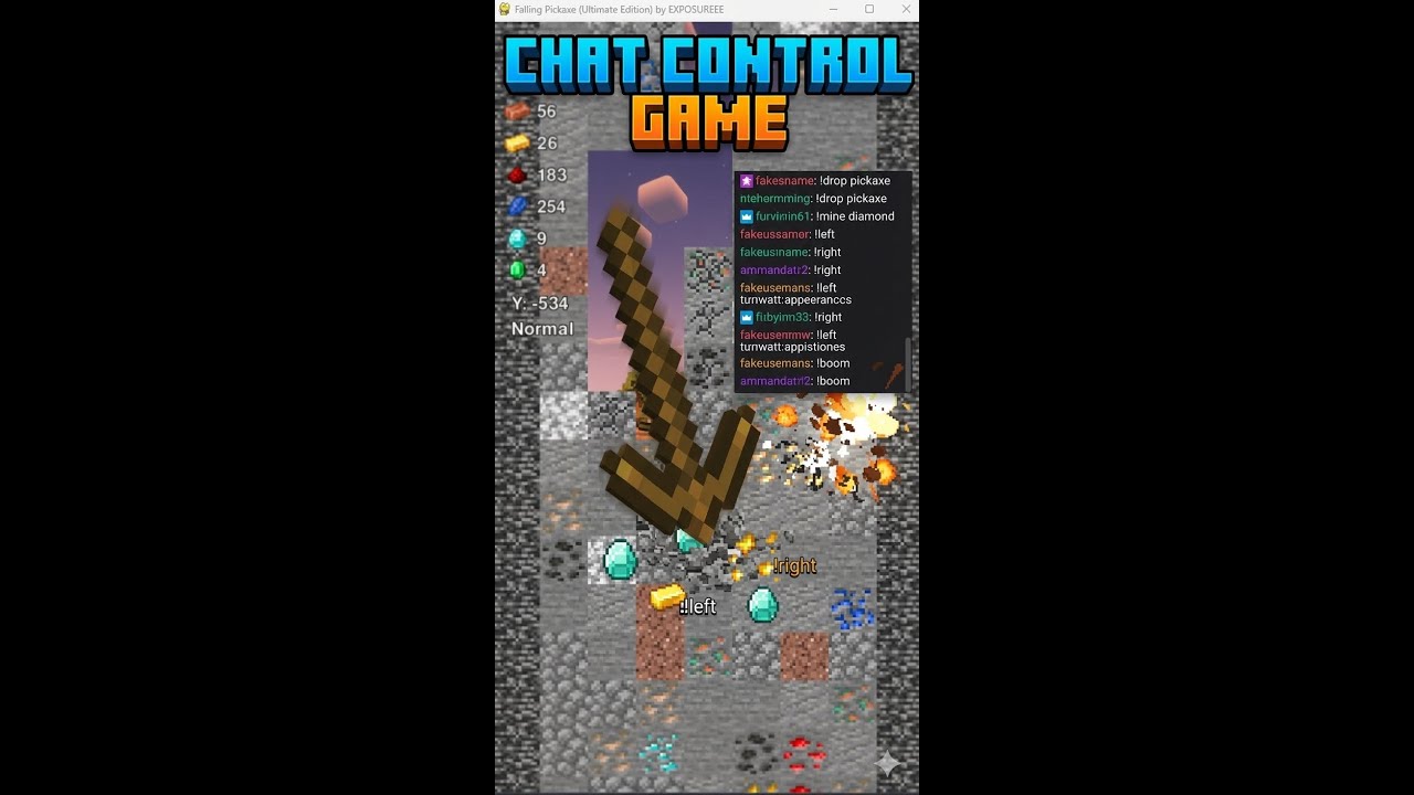 CAN CHAT FIND 100 DIAMONDS? 💎 Chat Plays Falling Pickaxe! Reach Y-level ...