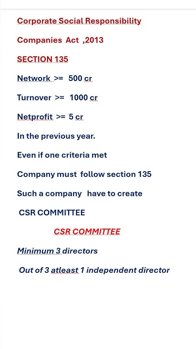 Applicabilty of csr part 1 #shorts #csr #ca #companylaw - YouTube