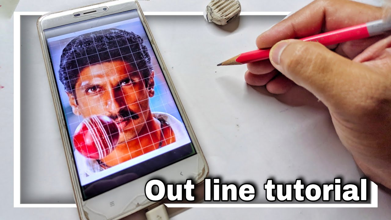 Draw 83 Movie poster /Ranveer Singh portrait 😜🔥 outline Tutorial - YouTube