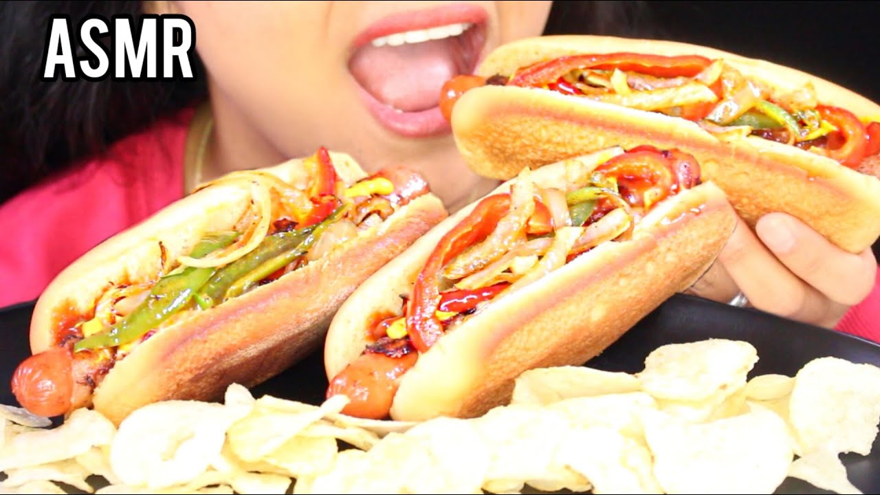 ASMR L.A. STREET HOT DOGS Eating Sound MUKBANG Bacon Wrapped Hot Dogs ...