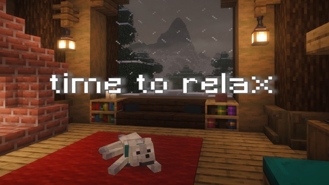 lets relax here for a while with Minecraft music, crackling fire and ...
