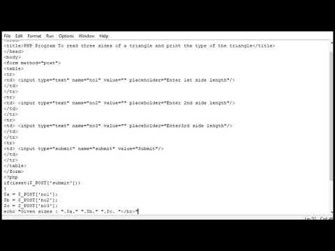 PHP Program To read three sides of a triangle and print the type of the ...