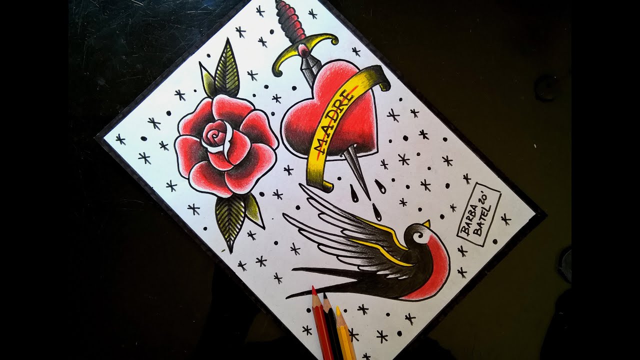 TUTORIAL DE ILUSTRACION EN EL TATUAJE TRADICIONAL - YouTube