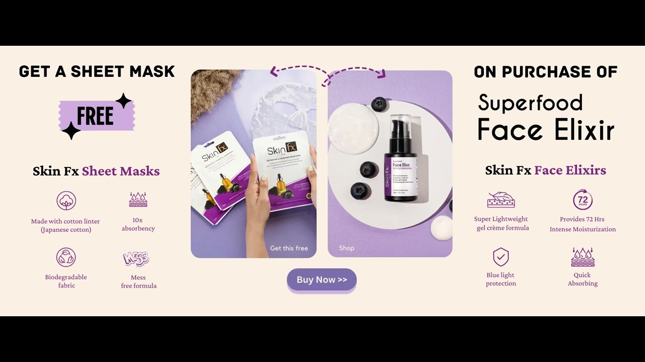Free sheet mask on purchase of detoxifying face elixir - YouTube
