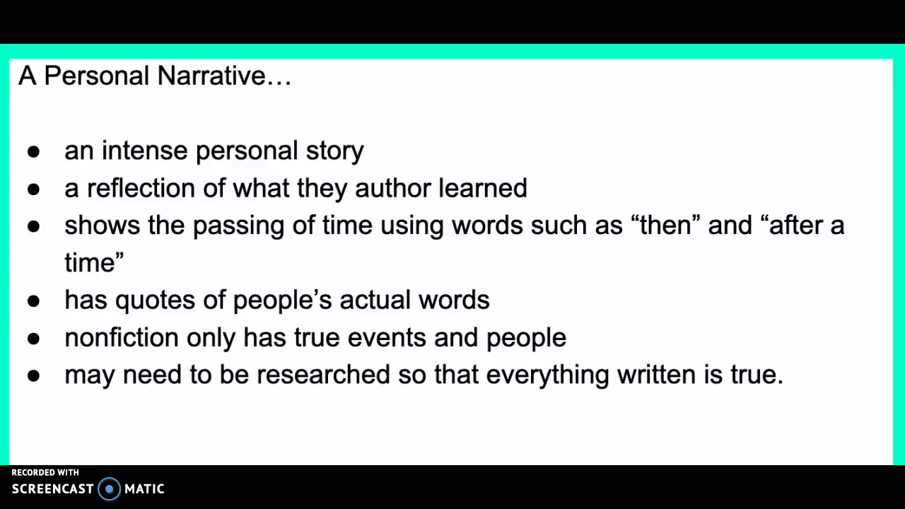 5th Grade Personal Narrative Lesson 1 - YouTube