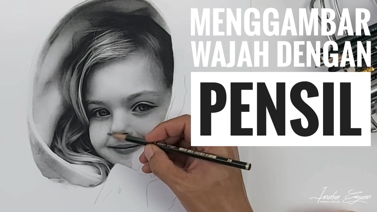 Menggambar wajah gadis kecil dengan pensil diatas kertas - YouTube