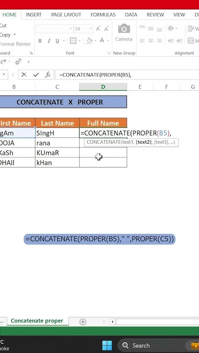 Concatenate X Proper 😊😊🔥 Shorts Excel Youtube