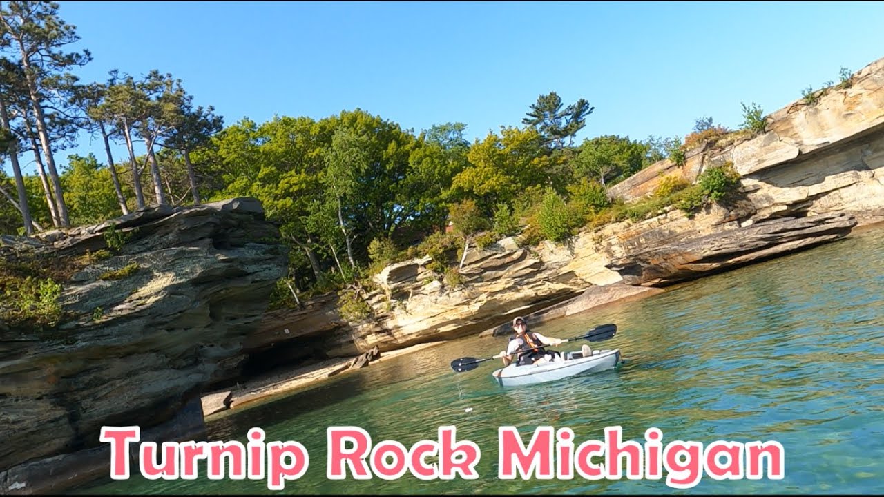 We kayaked 7 miles to Turnip Rock Michigan in Lake Huron - YouTube