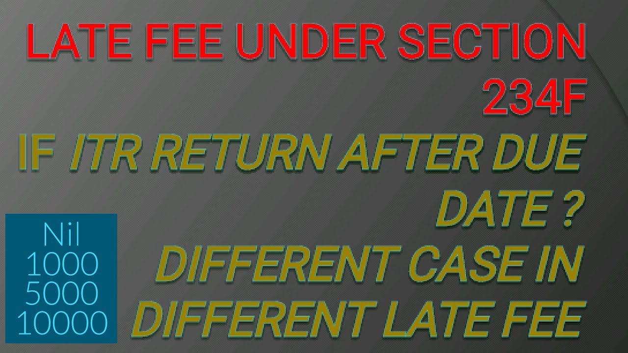 LATE FEE UNDER SECTION 234F (INCOME TAX RETURN FILING ITR AFTER DUE ...