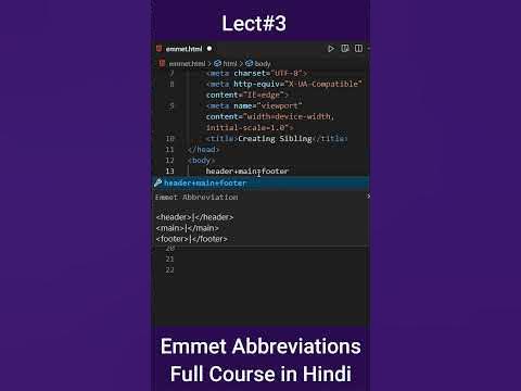 Emmet Abbreviation | Fast Html | lect # 3 | #youtubeshorts #shorts #html - YouTube