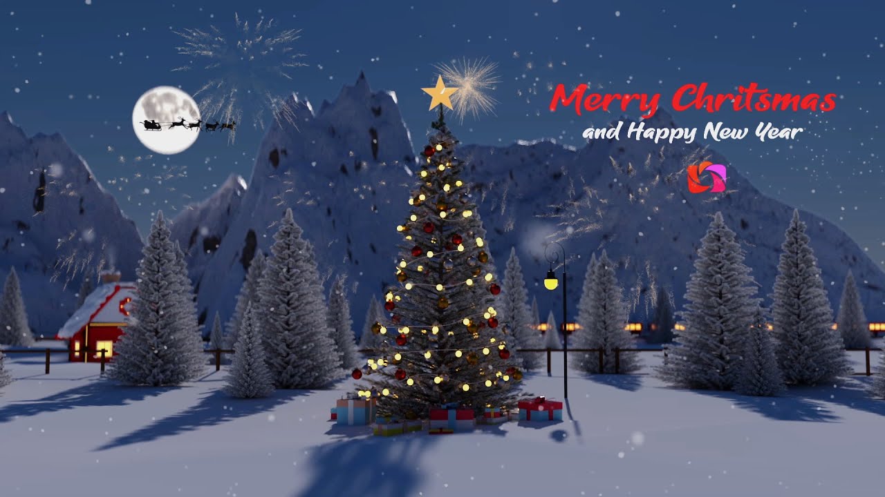 Christmas Eve in a rural town / Merry Christmas and Happy New Year ...