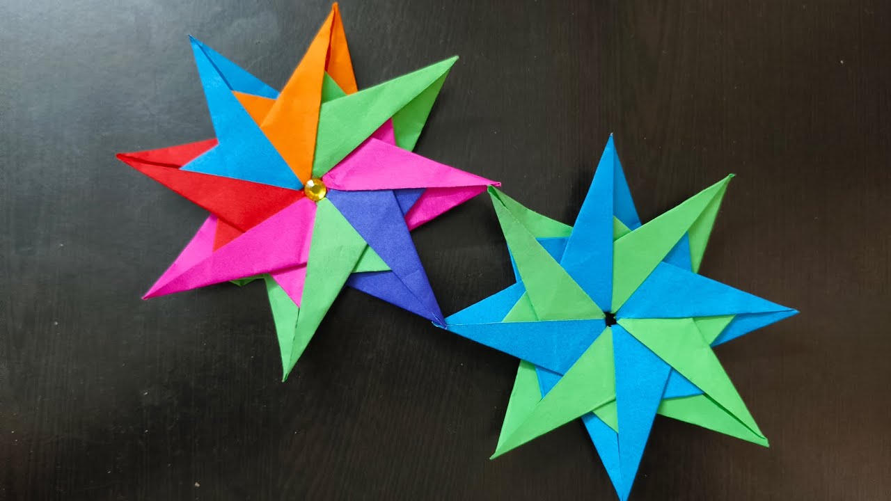 Paper star making craft origami/multicolour star making/decoration ...