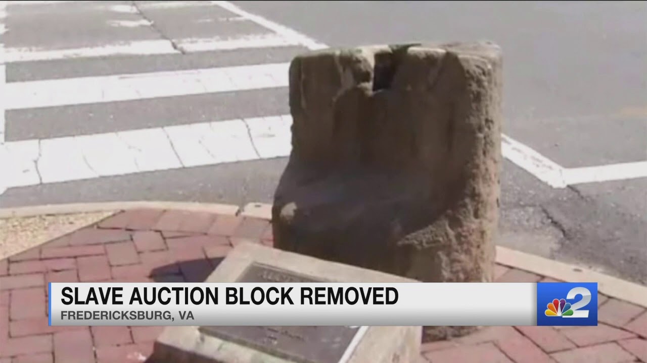 Slave auction block removed from Virginia street corner - YouTube