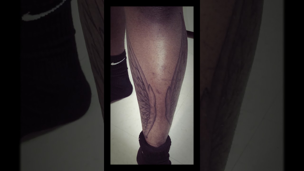 *NEW* ANGEL WINGS ON LEG TATTOO #PainfreaksOnly - YouTube