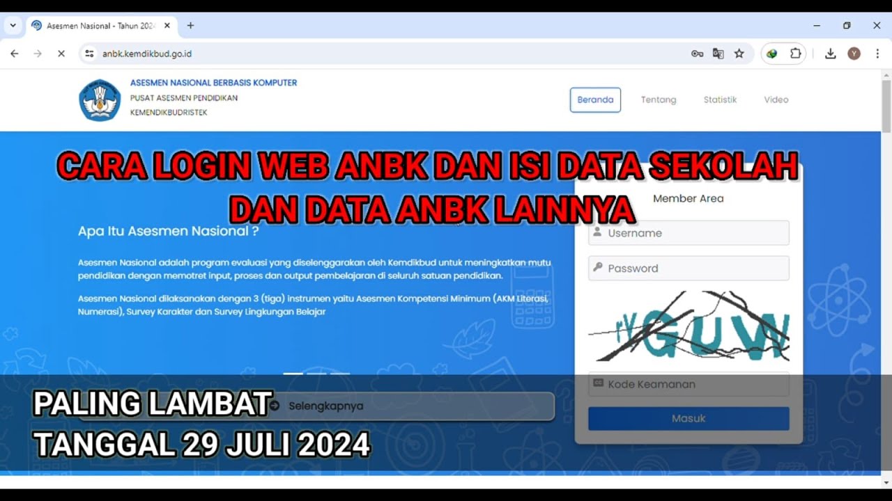 CARA LOGIN WEB ANBK DAN ISI DATA SEKOLAH DAN DATA ANBK LAINNYA - YouTube