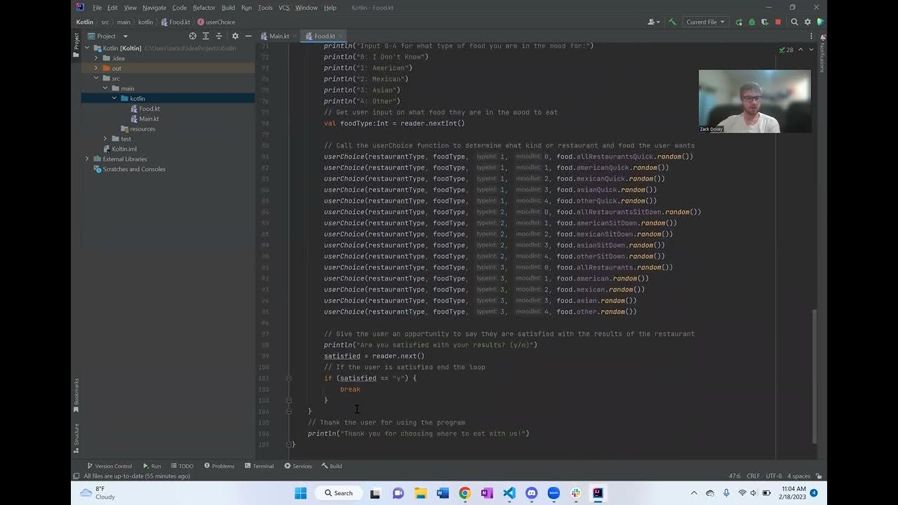 Kotlin Random Resturant Program - YouTube