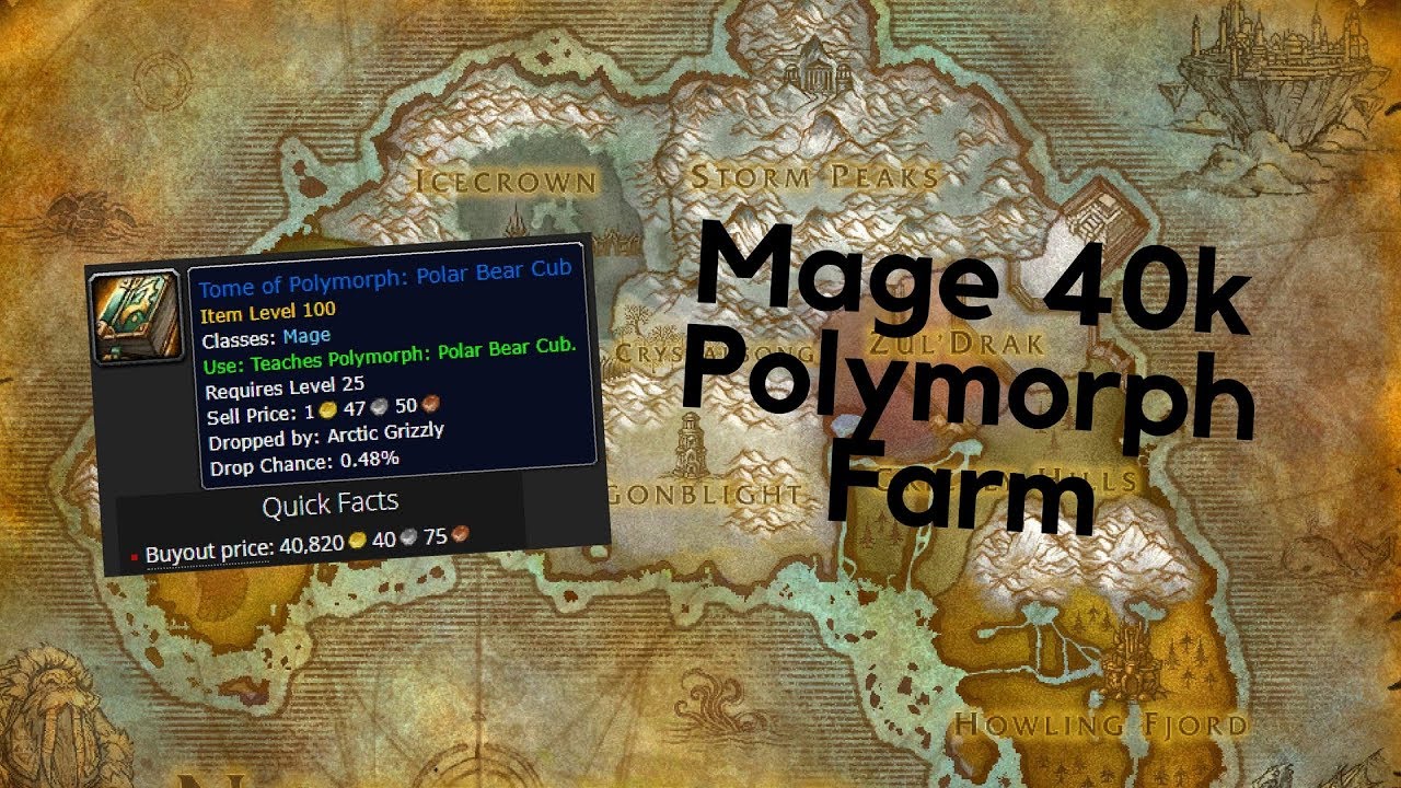 WoW Gold farm - Tome of Polymorph : Polar Bear Cub (Dragonblight) - YouTube