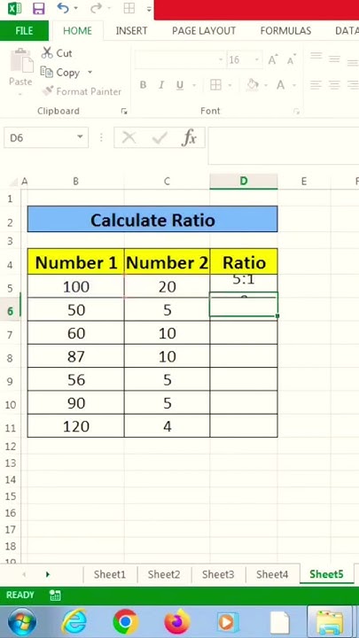 How To Calculate Ratio In Microsoft Excel# formula#function #computer # ...