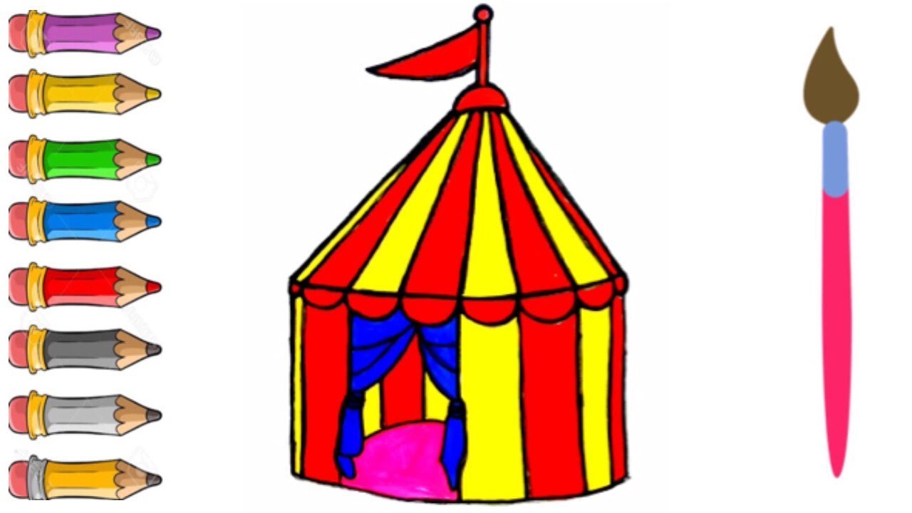 How to draw a tent house for kids || Drawing for toddlers - YouTube