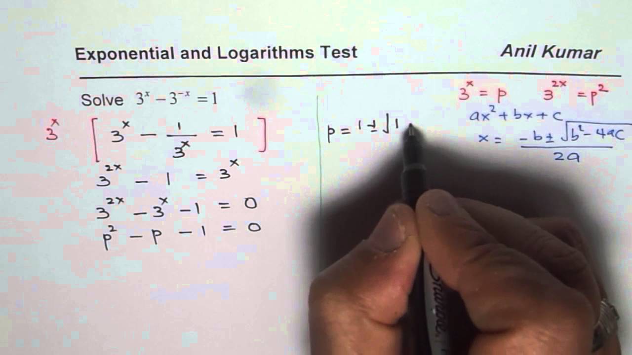 Solve Quadratic Exponential Equation Using Logarithms - YouTube
