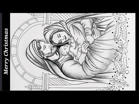 Christmas special Drawing/Father Joseph & Mother Mary holding baby ...