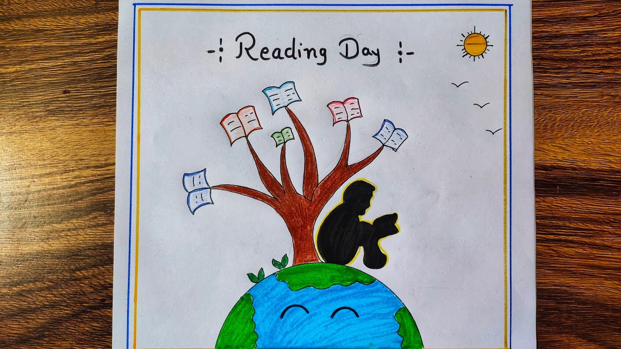 How to Draw Reading Day Drawing/Vayana Dinam Poster Drawing/National ...