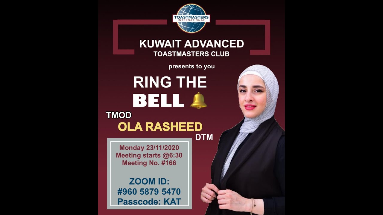 Kuwait Advanced Toastmasters Meeting #166 23/11/2020 - YouTube
