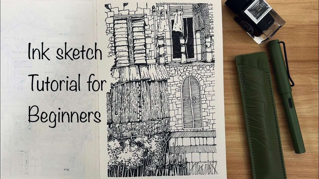 Ink sketch with fountain pen| urban sketch - YouTube