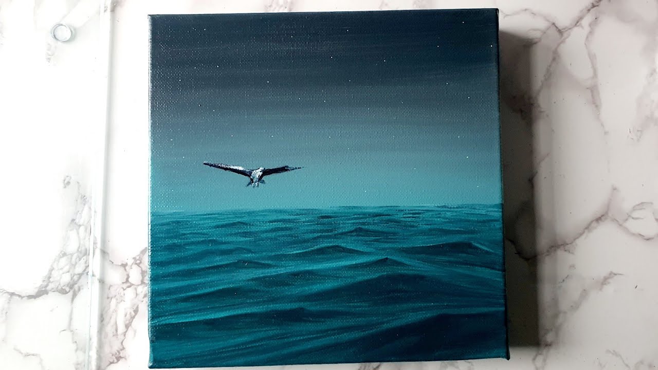 Easy acrylic & oil painting for beginners | Seascape painting on canvas ...