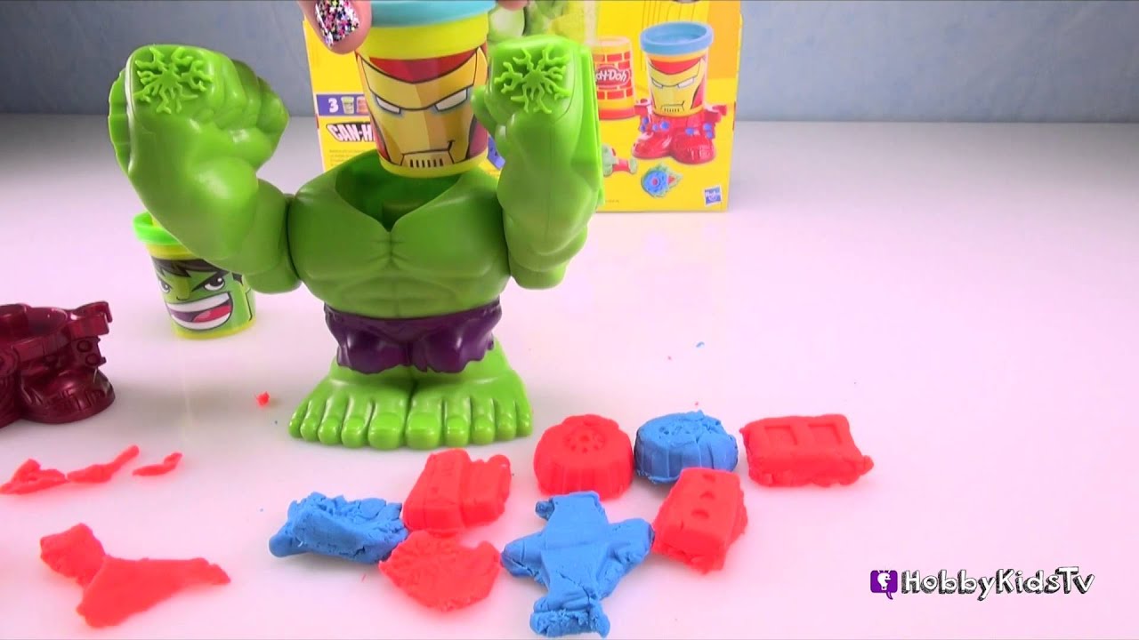 MARVEL SmashDown with HULK Can-Heads + Play-Doh Review - YouTube