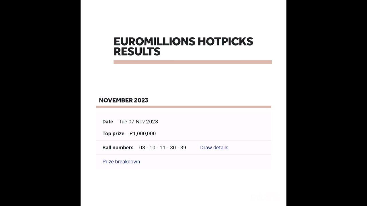 Euromillions Hotpicks Tuesday Draw Results On 7 11 2023 YouTube euromillions-hotpicks-tuesday-draw-results-on-7-11-2023-youtube