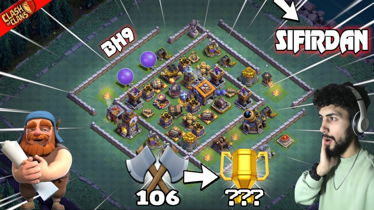 SIFIRDAN İNŞAATÇI ÜSSÜ KUPA KASIYORUZ !! ( Builder Hall 9 Max ) BH9 ...