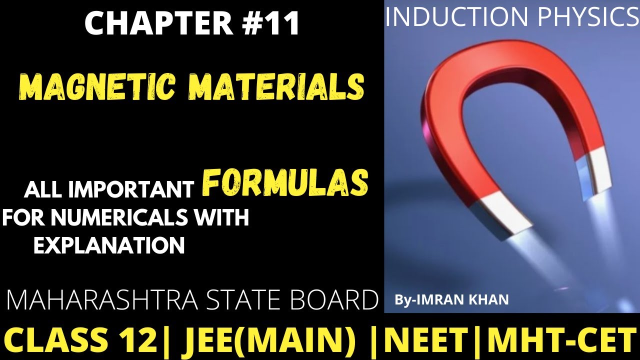 Important formulas | Magnetic Materials | Class 12th | hsc board 2021 ...