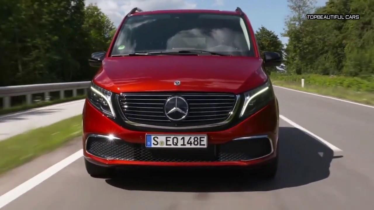 2020 Mercedes Benz EQV 300-Hyacinth Red Metallic-Exterior Interior and ...