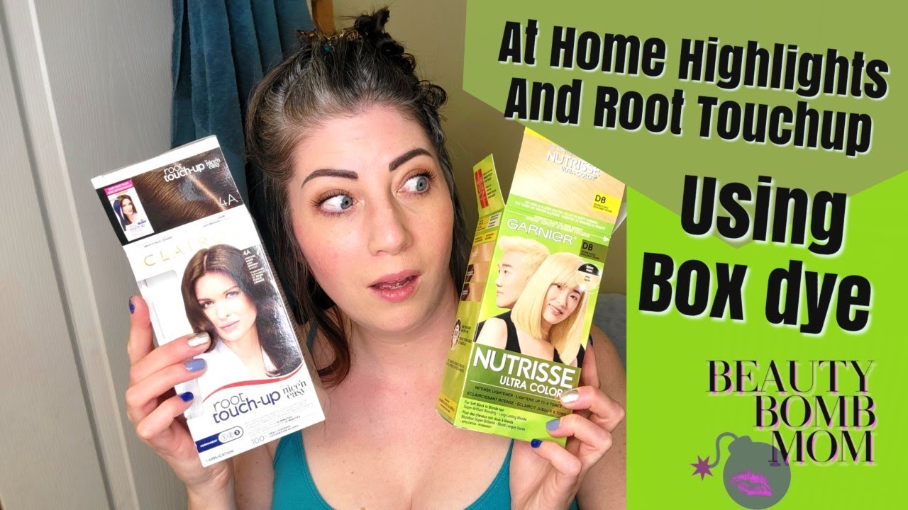 At Home Peek-a-boo Highlights and Root Touch Up Using Box Dye - YouTube